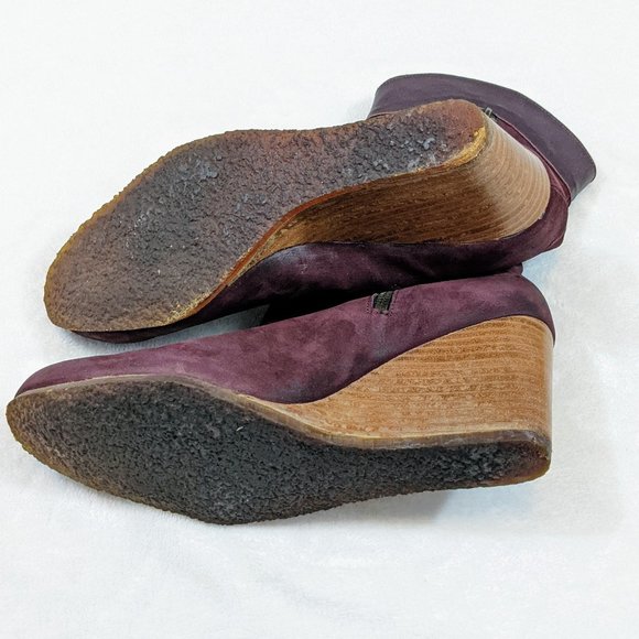 Arche | Shoes | Arche Wedge Suede Leather Bootie Oxbow Red Purple | Poshmark